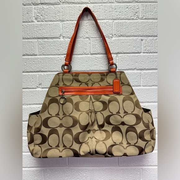 Coach | Bags | Coach Daisy Coral Orange Signature Collection Tote Hobo ...